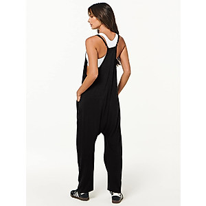 ANRABESS Jumpsuits for Women Casual Summer Overalls Sleeveless Spaghetti Strap Romper Jumpers Trendy Beach Vacation Outfits Black Large