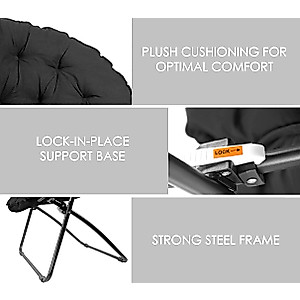 Zenithen Round Black Foldable Padded Dish/Saucer Chair for Dorm, Living Room, or Bedroom, 32" (Pack of 1)