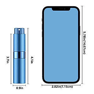 Lil Ray 8ml Portable Mini Perfume Atomizer(4 PCS)，Refillable Empty Small Spray Bottle for Travel, Twist Tpye Pocket Cologne Sprayer (Matte Black, Pink, Blue, Silver)