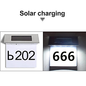 DOITOOL LED Flag Led Signs 2pcs Solar House Number Plaque Light with Motion Sensor LED Light Address Number Outdoor Metal Plaque Lighted Up for Home Garden Street Outdoor Digital Signs