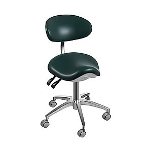 EustomA Standard Mobile Chair Saddle Doctor's Stool PU Leather Chair Dark Green