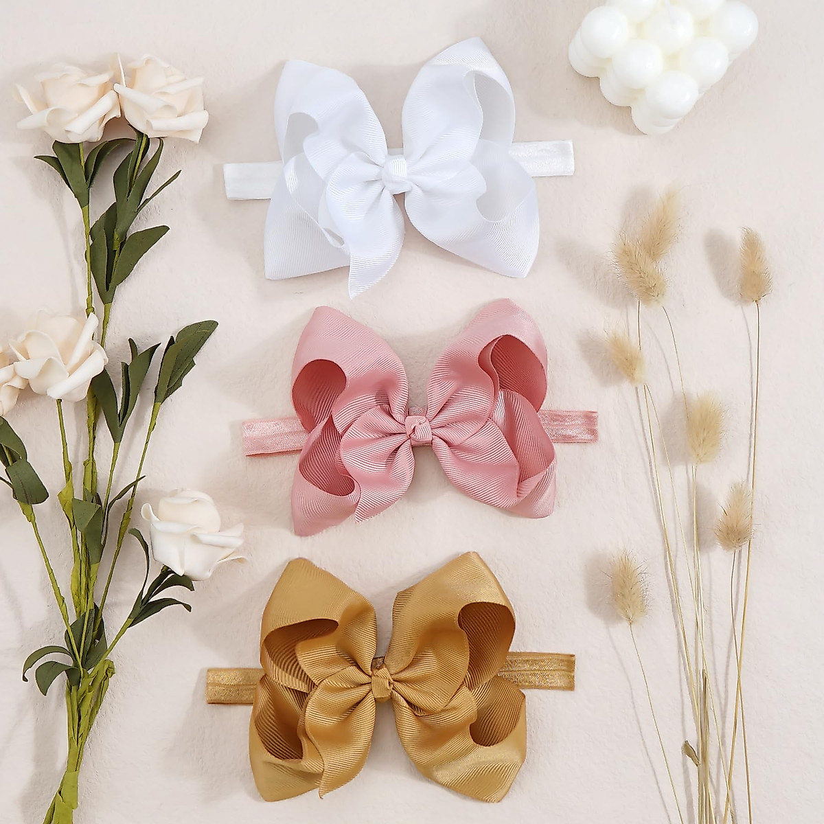 CellElection 30 Colors Baby Girls Headbands 6Inch Big Hair Bows Elastic Hair Bands Headbands Hair Accessories for Newborns Infants Toddlers Kids…