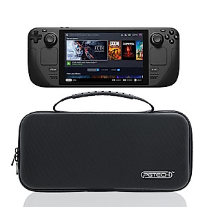 Stream Deck Carrying Case,Game Traveler Steam Deck Case, Protective Hard Portable Travel Carry Case Shell Pouch with Pockets for Accessories and Game Cases in a Recessed Space - Black