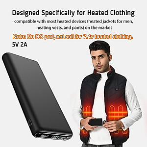Heated Vest Battery Pack 26800mAh Power bank,22.5W Fast Charge 5v 2a Portable Charger With LCD Display Phone Charger,Dual Input Output USB-C Compatible With Heated Jacket iPhone Samsung iPad etc