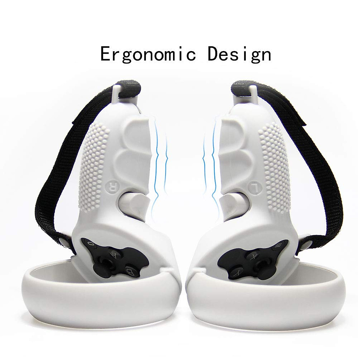 VRbrother Controller Grip Cover for Oculus Quest 2,Hand Strap Adjustable Wrist Knuckle Strapstrap，Handle Trackpad Protection Design,VR Cover Accessories,White