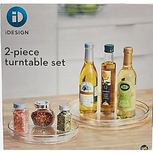 iDesign Linus Lazy Susan Turntable Organizer for Kitchen, Cupboard and Pantry Organization, Set of 2 – 9” D and 11” D, Clear Plastic