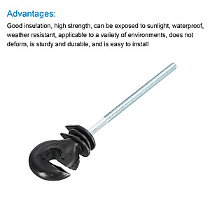 PATIKIL Electric Fence Insulator Screw-in Ring Insulator 12pcs M6 Wood Post Insulator Black for Farm Fencing Power Grid System