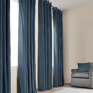 HPD Half Price Drapes Heritage Plush Velvet Grommet Curtains for Bedroom & Living Room 50 X 96, VPYC-161258-96-GR (1 Panel) London Blue