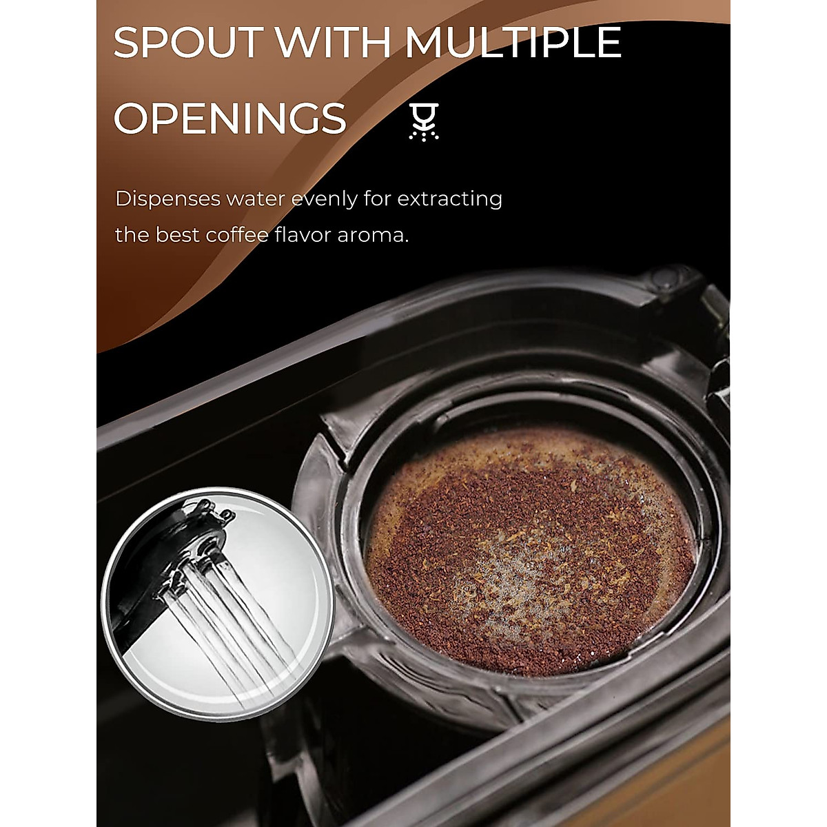 SIMOE Programmable Coffee Maker, 12-Cup Coffee Machine with Timer and Glass Carafe, Keep Warm, Brew Strength Control, Anti-Drip System, Black with Stainless Steel