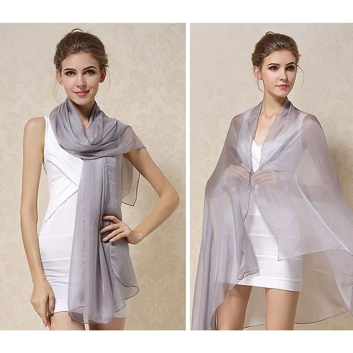 K-Elewon Solid Color Silk Feeling Scarf Fashion Scarves Wrap Long Lightweight Shawls for Women H01-02