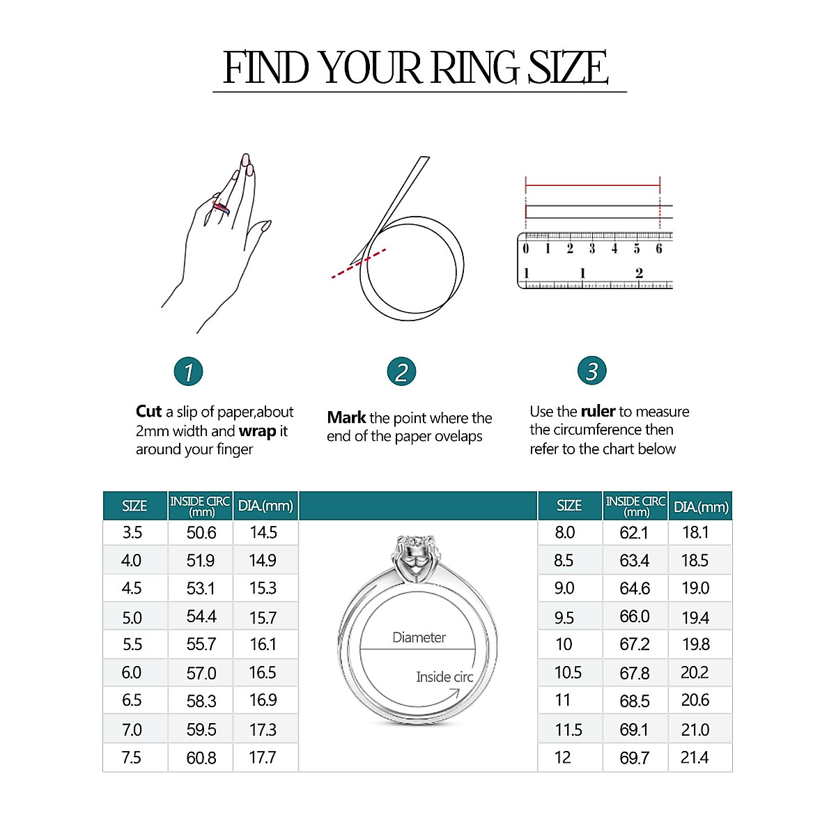 IMOLOVE 6 Stones Moissanite Eternity Band Ring for Women, Sterling Silver with 14K White Gold Plated, Size 4-11, Ideal Gift for Valentine's Day, Engagement, Wedding, Anniversary