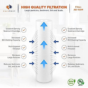 Aquaboon 6-Pack of 5 Micron 10"x2.5" Sediment Water Filter Replacement Cartridge for Any Standard RO Unit | Whole House Sediment Filtration | Compatible with DuPont WFPFC5002, Pentek DGD series, RFC