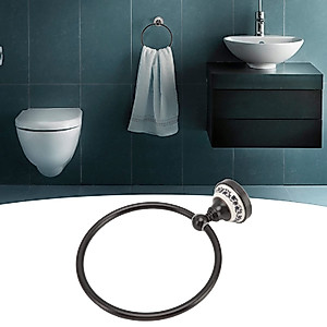 Towel Rings, Bathroom Wall Mounted Round Towel Rack Black Antique Round Towel Holder Bath Hand Towel Rack for Home