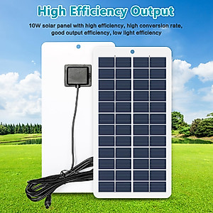 Maxmartt Portable Solar Panel Charger Kits 10W 12V Solar Battery Trickle Charger Maintainer Solar Cells Battery Charger DC Connector for Outdoor Lights Camping