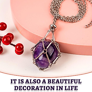 Rollooo Handmade Crystal Holder Necklace - Stainless Steel Cage for Stone, Crystal Pendant Necklace with Adjustable Length, Quartz Gemstone Jewelry for Women Men 1