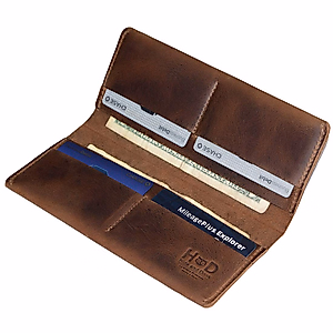 Hide & Drink, Minimalist Dual Folio Wallet Handmade from Full Grain Leather (Bourbon Brown)