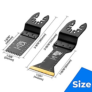 toolant Wood Metal Oscillating Saw Blades Set 5pcs, Titanium Multitool Blades for Wood&Metal 3pcs, Hcs Blades for Wood 2pcs, Universal Multi Tool Blades with Quick Release Design
