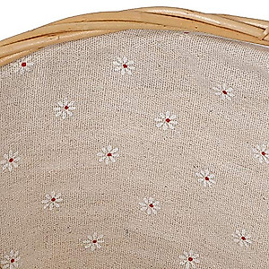 KINJOEK 2 Packs Wicker Woven Basket, 13" x 9" x 4.8" Multipurpose Natural Willow Basket with Handle Premium Linen Cotton Cloth Lining for Storage and Decoration, Natural