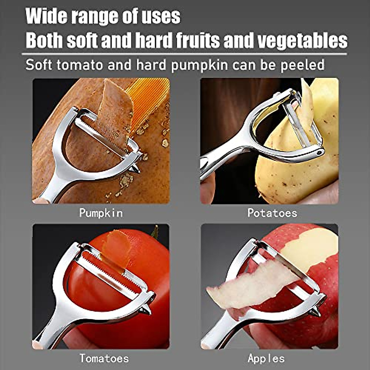 Vegetable Peeler Potato Peelers for Kitchen Y-Shaped Stainless Steel Peeler with Ergonomic Non-Slip Handle & Sharp Blade - Straight blade
