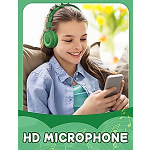 SIMJAR Kids Bluetooth Headphones with Microphone for School, Dinosaur Over-Ear Kids Wireless Headphones with Volume Limiter 94dB, Foldable Adjustable Headband for iPad/Airplane/Travel/Tablet (Green)