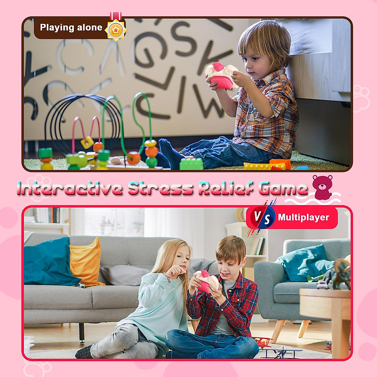 SuperMomo Upgraded Pop Fidget Kids Games Toys 13Pcs Buttons, Handheld Game for Kids 3-8, Fast Push Machine, Bubble Stress Pop Light Up Game, Birthday Gifts for 3-12 Year Old Boys, Girls, Teens - Red