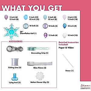 SHIMMER & CONFETTI Premium 16ft Pastel Ice Princess Frozen Inspired Balloon Arch & Garland Kit with Snowflakes, Tying Tools, Balloon Tape, Glue for Birthdays