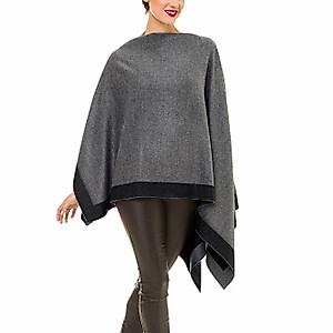 MELIFLUOS DESIGNED IN SPAIN Women's Shawl Wrap Poncho Ruana Cape Cardigan Sweater Open Front for Fall Winter (PC02-11)