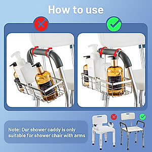 YUOROS Shower Caddy Hanging, 304 Stainless Steel Shower Organizer Rack for Shower Chair Bench for Elderly Seniors Disabled Handicap