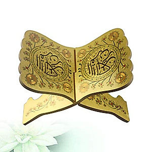 EXCEART Wooden Book Shelf Holy Book Stand Holder Bible Bookshelf Golden