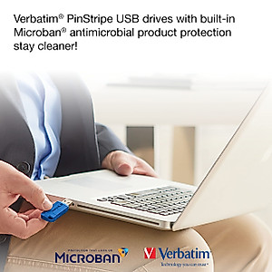 Verbatim 8GB Pinstripe USB 2.0 Flash Drive Retractable Thumb Drive - 5 Pack - Multicolor (Green, Blue, Red, Purple, Cyan)