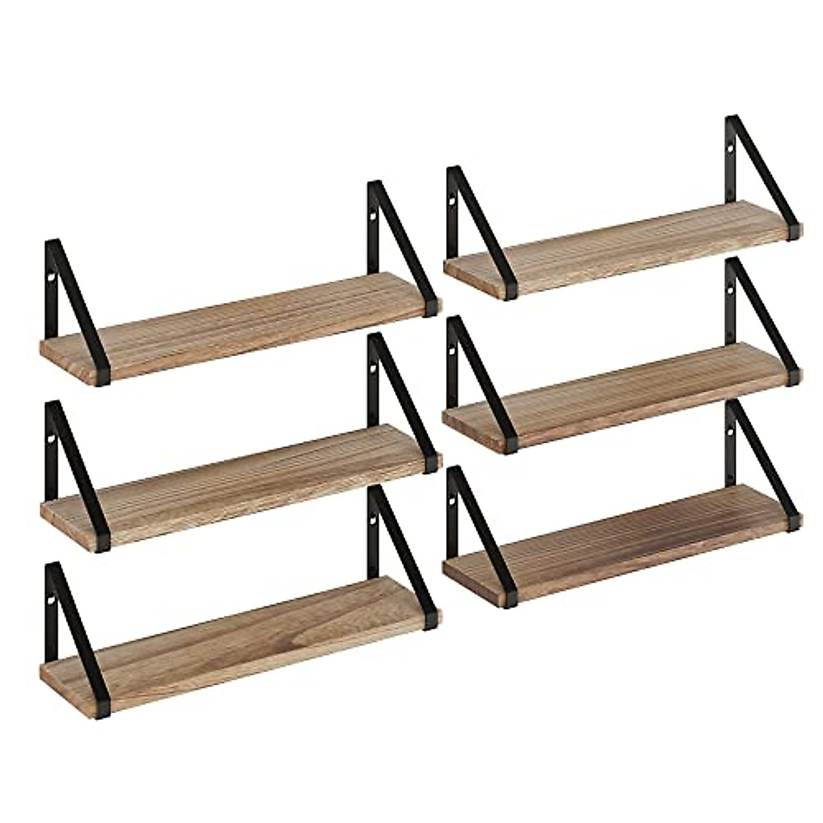 brightmaison BGT 17"x4.5" Monza Floating Shelves for Wall, Wall Bookshelf Living Room Decor, Kitchen Shelves, Rustic Floating Shelf Set for Office, Wall Shelves for Bedroom Burnt Set of 6