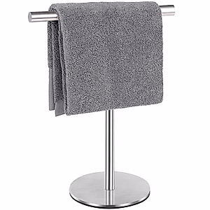 T-Shape Hand Towel Holder - Standing Hand Towel Rack for Bathroom or Kitchen Countertops, with SUS304 Stainless Steel Brushed Finish, Minimalist Style