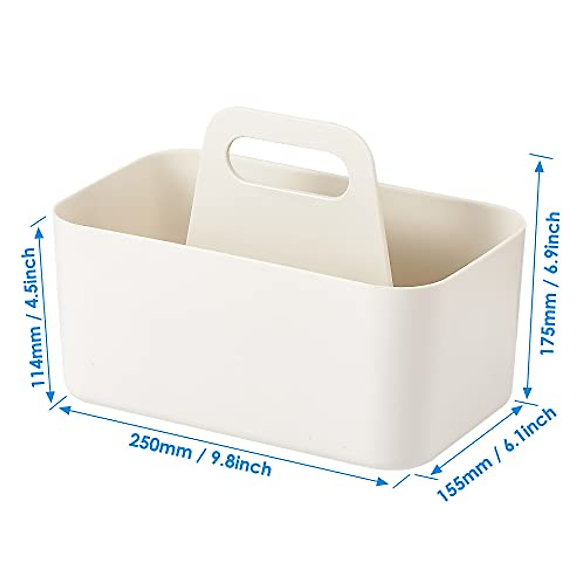 Dalanpa Plastic Portable Storage Organizer Caddy Tote, with Handle Cabinet Organizer Baskets for Bathroom, Desk, Countertops (2 Pack, Off-white)