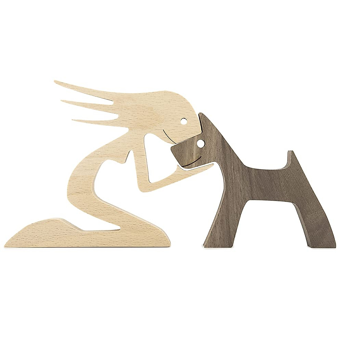 GUANKE Wooden Women's Dog Carving Ornaments are Used for Home Office Desks,Wooden Dog Carving Decorations,Wood Carving Decorations - Increase (PL020A)