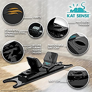 Kat Sense Rat Mouse Traps for House - Heavy Duty Covered Double No Escape Humane Rat Trap Delivers an Instant Kill - Easy to Use & No Touch Rodent Release