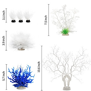 MyLifeUNIT Aquarium Plants, 7 Pack Artificial Coral Ornament for Fish Tank Decorations (White)