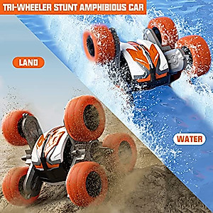 28°C Remote Control Car Waterproof RC Stunt Cars Amphibious Vehicle Double Sided Driving 360 Degree Flips Rotating car Toy Birthday Gift for Presents for Boys/Girls Ages 6+