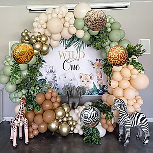 Safari Balloon Arch Garland Jungle Theme Wild One Animal Printed Foil Baby Shower Birthday Party Decoration Tiger leopard Zebra Pattern Helium