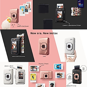 Fujifilm Instax Mini LiPlay Hybrid Instant Camera Elegant Black + Fuji Instax Film Value Pack (40 Sheets) 32GB Accessories Bundle 5 Plastic Desk Frames + 10 Paper Frames Plus 60 Sticker Frames