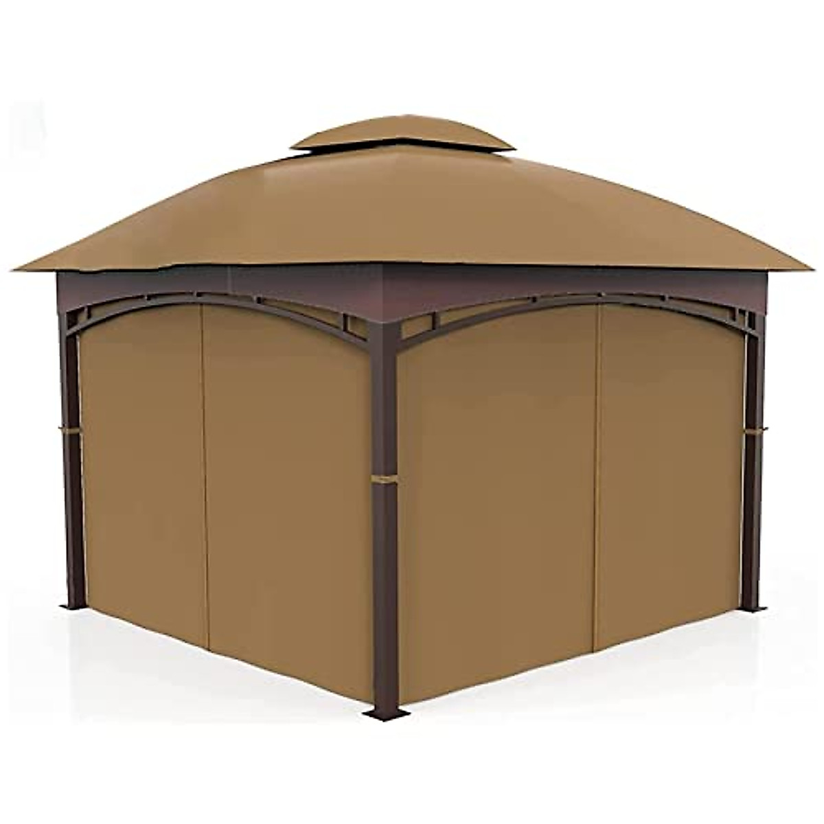 Gazebo Universal Replacement Privacy Curtain 4-Panels sidewall with Zipper (ONLY Curtain) (10' x 12', Khaki)