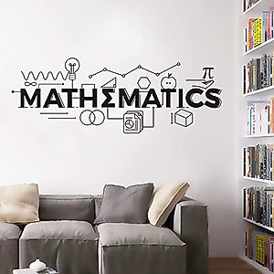 17x44 inch Children Room Mathematics Sign Wall Stickers Math Education Vinyl Decals School Classroom Decoration Motivational Poster Wall Murals HQ951 (Black)