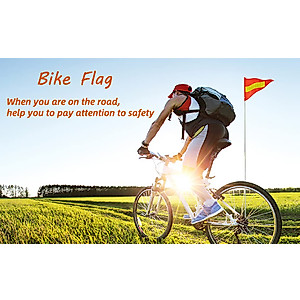 Bike Safety Flag with Pole 2 Sets, 6-Foot Adjustable Height Sturdy Fiberglass Tear-Resistant Waterproof Orange Safety Flag (Red Yellow and White)