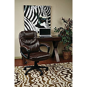 Office Star FL Series Faux Leather Manager's Adjustable Office Chair with Lumbar Support, Tilt Control, and Padded Arms, Chocolate