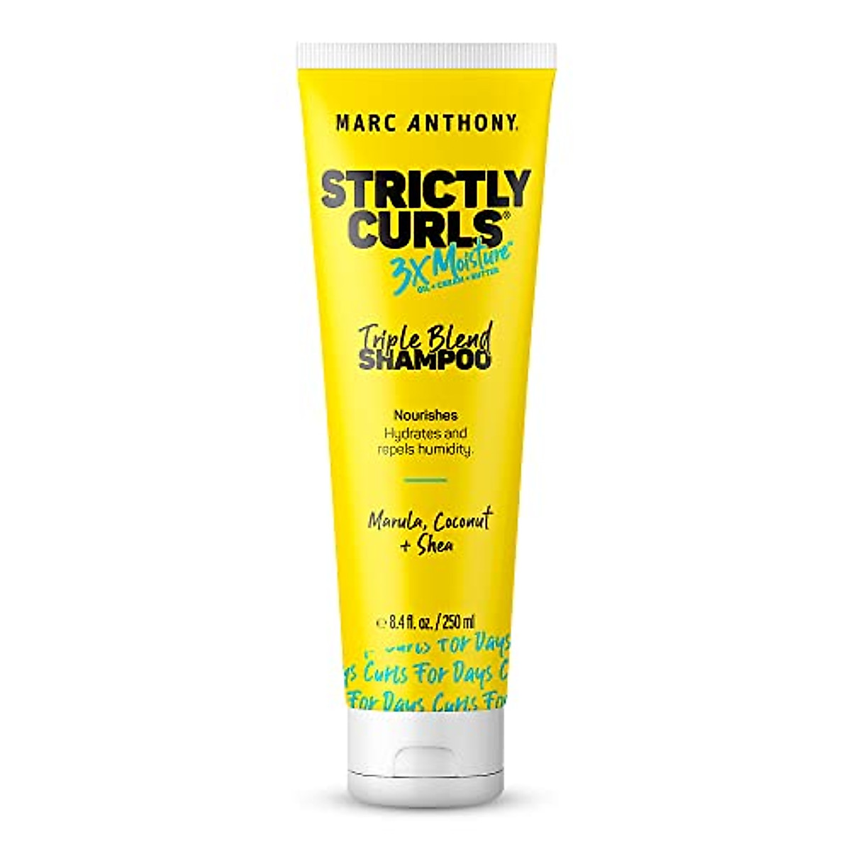 Marc Anthony Curly Hair Shampoo, Strictly Curls - 3x Moisture For Curl Defining & Curl Enhancing - Shea Butter, Marula Oil, Aloe Vera & Coconut Cream - Sulfate Free & Color Safe For Dry Damaged Hair