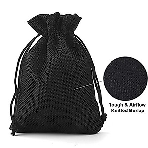 ADVcer Burlap Drawstring Bags Set, 5.5 x 4 and 4.8 x 3.5, Sacks 20 for Small Favor, Gift, Treat, Goodie, Party, Jewelry, Little Sachet, Coffee Bean, Mini Decor, Craft, Candy, Tea Storage (Black)