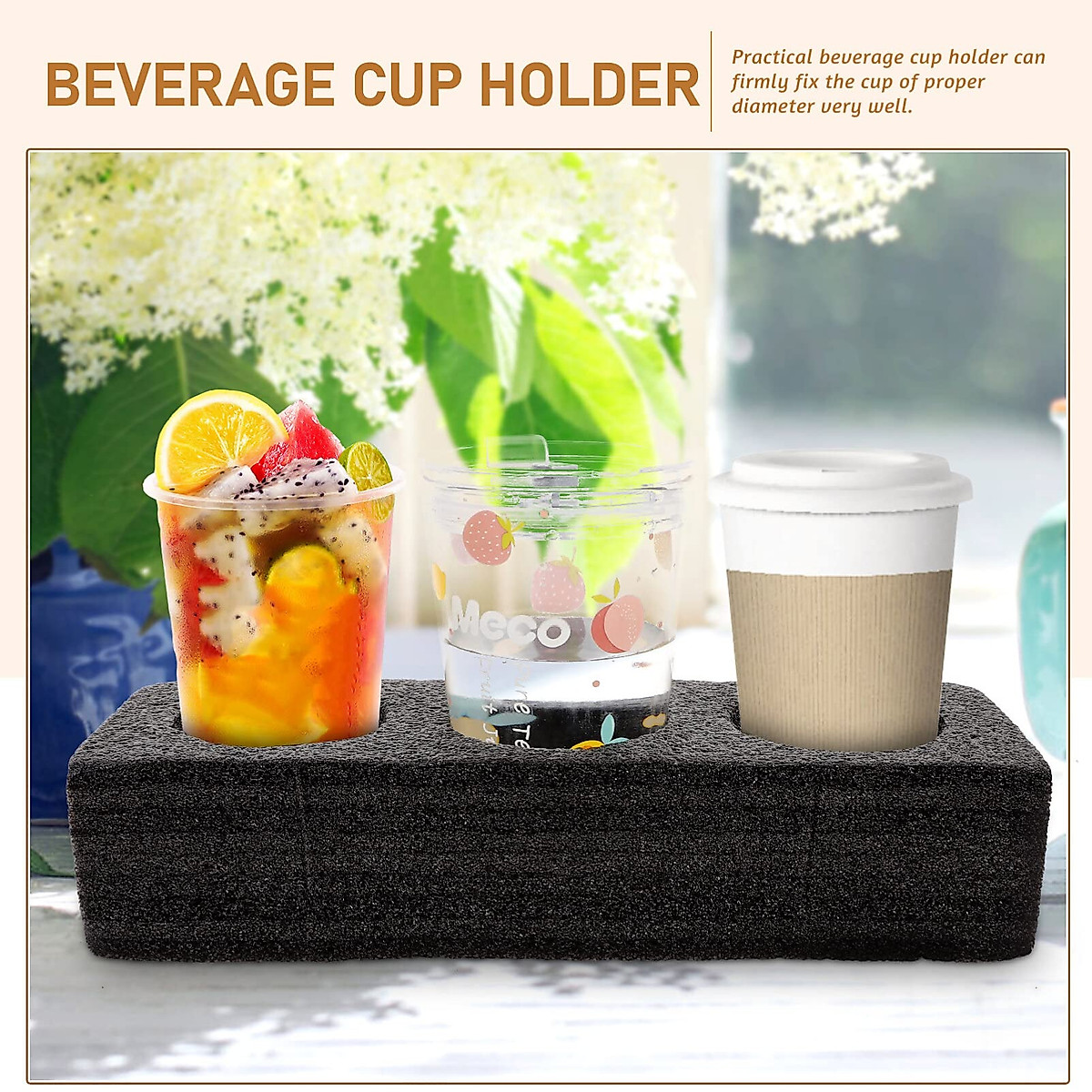 Cabilock Milk Tea Cup Holder Compostable Cup Holder Portable Coffee Cup Food Tray Pearl Wool Coffee Tray Disposable Trays Cup Carrier Foam Pearl Cotton Bottle Rack Takeaway Box re-usable
