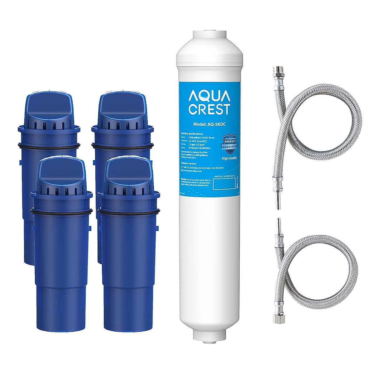 AQUA CREST AQK-CF10A NSF Certified Pitcher Water Filter and AQUACREST 5KDC Under Sink 5000 gallons Water Filtration System