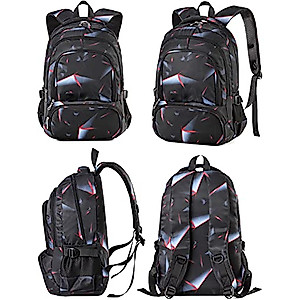 BLUEFAIRY Boys School Backpack for Kids Elementary Primary School Bags for Children Childs Bookags Lightweight Durable Gifts Mochilas Morrales para Niños De 4 5 6 7 8 Años 17 Inch (Black&Red)