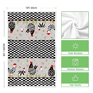 Artoid Mode Geometric Grid Baking Cooking Chickens Kitchen Towels Dish Towels, 18x26 Inch Seasonal Leaves Decoration Hand Towels Set of 4