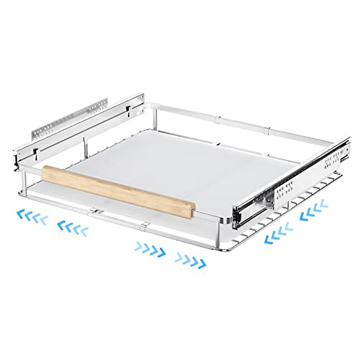 GNEOUS Greal Expandable Cabinet Pull Out Basket Heavy Duty Slide Out Pantry Shelves Under Sink Organizers and Storage for Kitchen, Bathroom, Wardrobe, Cupboard, Adjusted Width 16.1"-26.3", 1 Pack